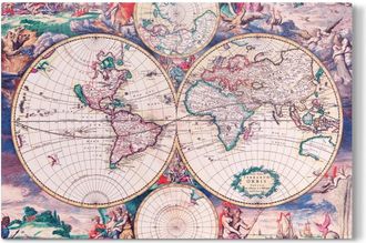 artboxONE Galerie-Print 120x80 cm Weltkarte des 17. Jahrhunderts hochwertiges Acrylglas auf Alu-Dibond von Mango Art