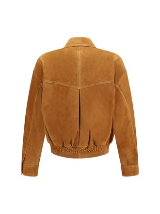 Versace Mens Leather Button Jacket Brown Lamb