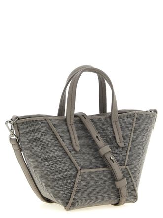 Brunello Cucinelli Monili-Embroidered Top Handle Bag - Gray