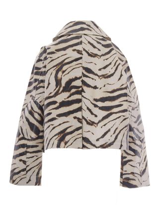 Ganni Womens Jacket Printed Laminated Egret Hemp