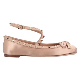 Valentino Garavani Rockstud Satin Ballerinas Nude - Gr. 37,5 (EU) - in Rosa
