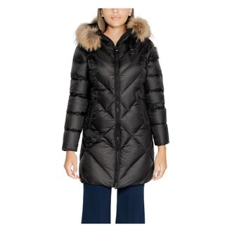Blauer Schwarze Kapuzen-Zip-Jacke f&uuml;r Frauen - - Jackets - Damen - Schwarzk - L