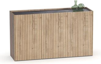 PEGANE Pegane - Buffet, commode de salon coloris chêne doré - Longueur 140 x Profondeur 40 x hauteur 80 cm