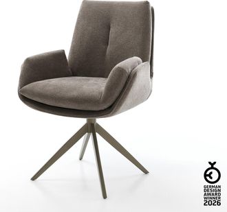 DELIFE Drehstuhl Clea-Flex Strukturstoff Soft Taupe Kreuzgestell breit Effektfinish Titan 360&deg; drehbar Wippfunktion, Esszimmerst&uuml;hle