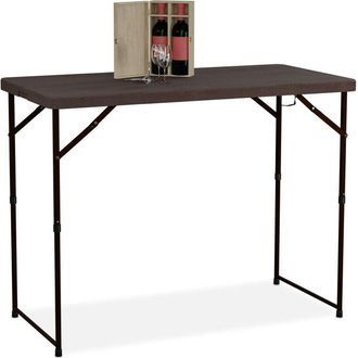 Relaxdays Relaxdays - Gartentisch klappbar, hbt: 74x120x60 cm, Kunststoff, Stahl, h&ouml;henverstellbar, 6 Pers., Campingtisch, schwarz
