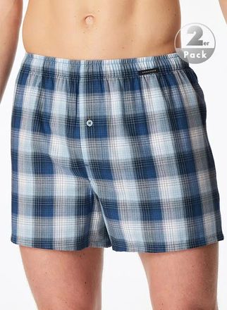 Schiesser Herren Boxershorts blau Baumwolle gemustert