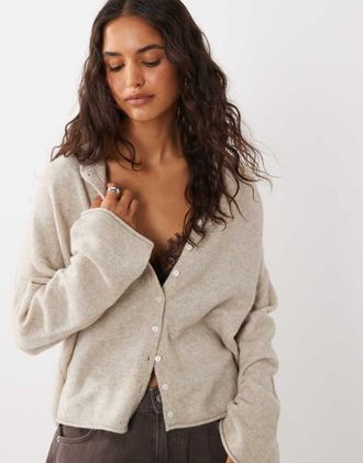 Abercrombie & Fitch gilet l&eacute;ger en maille cr&egrave;me-Neutre