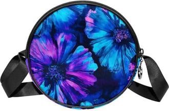 Generic Circle Sac &agrave; bandouli&egrave;re pour femme, petit sac &agrave; bandouli&egrave;re violet avec fermeture &eacute;clair, bretelles r&eacute;glables, sac &agrave; main rond d&eacute;contract&eacute; pour femme