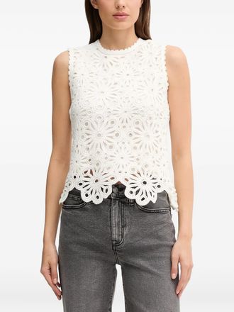 Pedro del Hierro haut en dentelle fleurie à design sans manches - Tons neutres