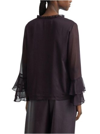 Comma Langarmbluse braun,Casual,Polyester,Unifarben,R&uuml;schenkragen,Langarm,Regular Fit