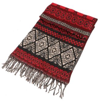Guru Shop Weicher Pashmina Schal/Stola, Schultertuch, Plaid - Inka Muster Rot, Herren/Damen, Synthetisch