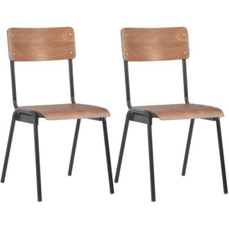Les Tendances Chaise bois clair et pieds m&eacute;tal noir Kaem - Lot de 2