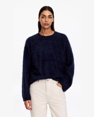 Arket Pullover Aus Geb&uuml;rstetem Kaschmir -Blau