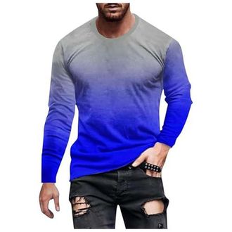 Generic T-shirt pour homme, d&eacute;contract&eacute;, doux et confortable, en coton, avec petit imprim&eacute; et col rond pour homme, bleu fonc&eacute;, 3XL