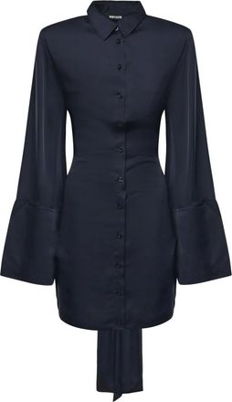 Rotate Rotate Birger Christensen, Femme, Robes, Bleu, Taille: 36 FR Robe Chemise en Satin