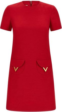 Valentino Garavani Femme, Robes, Rouge, Taille: 36 FR Mini-robe unie en cr&ecirc;pe couture