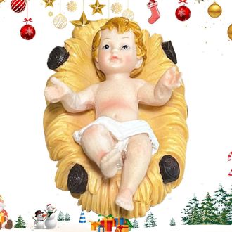 Generico Krippe, Statue des Jesuskindes, Figur des kleinen Jesuskindes in der Krippe, Weihnachtsdekoration, kleines Sammlerst&uuml;ck f&uuml;r Schreibtisch, Teetisch, Fe