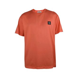 Stone Island Homme, Tops, Orange, Taille: 2XL T-Shirt Coupe Slim