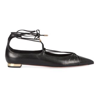 Aquazzura Spitz zulaufende Ballettflats mit goldfarbenem Absatz - - Shoes - Damen - Schwarzk - 41 EU