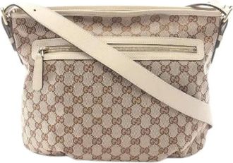 Gucci Sac bandouli&egrave;re en toile et cuir GG Pre-owned - Femme - Pre-owned - Beige - Taille: ONE Size