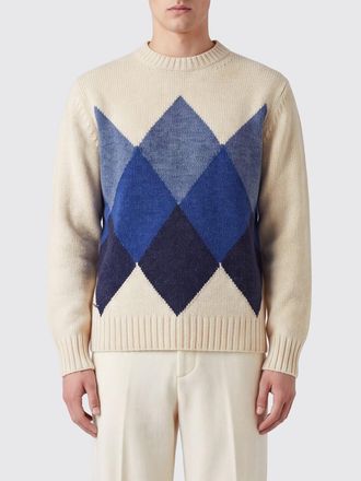 KANGRA Pullover aus reiner Wolle mit Rundhalsausschnitt, Rautenmuster und Rippb&uuml;ndchen