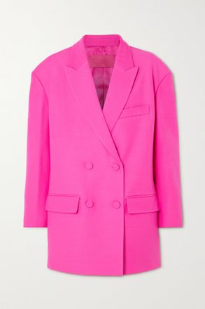 Valentino Garavani Doppelreihiger Oversized-blazer Aus Cr&ecirc;pe Aus Einer Woll-seidenmischung - Pink
