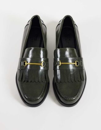 Asos mocassins &agrave; mors dor&eacute; et franges en vert olive