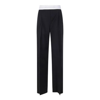 Alexander Wang Logo Bund Weite Hose - - Trousers - Damen - Schwarzk - M