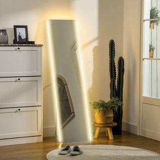 HOMCOM Homcom - Ganzk&ouml;rperspiegel mit LED-Beleuchtung, 150 x 40 cm Standspiegel mit 3 Lichtfarben, Wandspiegel mit St&auml;nder, Touch-Schalter f&uuml;r Schlafzimmer