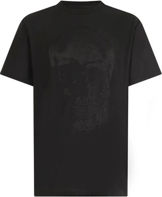 Philipp Plein Homme, Tops, Noir, Taille: 3XL Round Neck T-Shirt Jacquard Skull