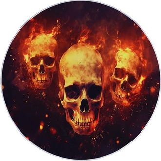 Generic Tapis Rond Salon, Cr&acirc;nes et Flammes Style Gothique Tapis de Sol D&eacute;coration Antid&eacute;rapant 100 cm (Round) Tapis de Sol D&eacute;coration Antid&eacute;rapant Rouge