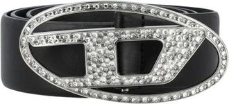 Diesel Femme, Accessoires, Noir, Taille: 85 CM Ceinture en cuir &agrave; boucle cristal