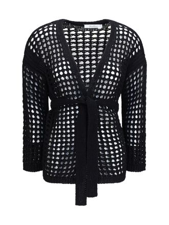 Max Mara Womens Knitted Cardigan Black Cotton Sweater
