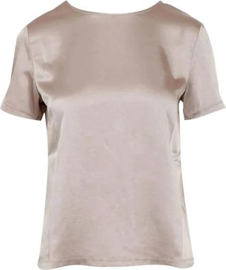 Max Mara Femme, Blouses et Chemises, Beige, Taille: 42 FR T-Shirt en Satin et Jersey