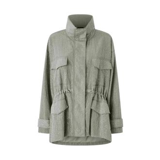 Pinko Technischer Parka mit Mini-Nieten in Strass-Optik - - Coats - Damen - Grau - M