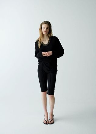 Mango Body combin&eacute; &agrave; dentelle noir - Femme - XS - MANGO