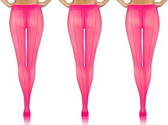 Sesto Senso 3 Paires Collants Couture Arri&egrave;re Femmes Transparent 20 Den Invisible Rose Pink XL