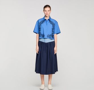 Sandro Chemise brod&eacute;e et perl&eacute;e