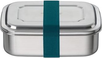 Thermocafé by Thermos TC SANDWICH BOX teal 1,00l, Brotdose aus Edelstahl mit Textilband, Pausenbrot für Uni, Schule und Büro, spülmaschinenfest und BPA-frei