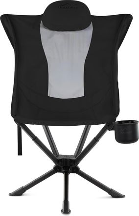 Normani Großer Campingstuhl Klappsessel inkl. Getränkehalter Outdoor-Stuhl mit hoher Lehne faltbar Farbe Dunkelschwarz