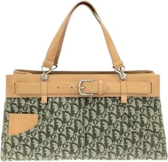 Dior Sac &agrave; main en cuir et toile Pre-owned - Femme - Pre-owned - Vert - Taille: ONE Size