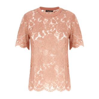 Dolce & Gabbana Cordonetto Lace T-Shirt - - Blouses & Shirts - Damen - Rosa - XS