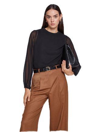 Koton Women Lined Chiffon Blouse Long Sleeve