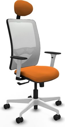 Piqueras y Crespo B&uuml;rostuhl Zulema Orange mit wei&szlig;en und schwarzen Armlehnen, h&ouml;henverstellbare Lendenwirbelst&uuml;tze und festes Kopfteil, ausgestattet mit 3 Positionen, W