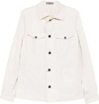 Corneliani Homme, Vestes, Blanc, Taille: 2XL Obershirt en coton/cachemire