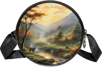 Generic Petit sac &agrave; bandouli&egrave;re Circle pour femme, petit sac &agrave; bandouli&egrave;re avec fermeture &eacute;clair, bretelles r&eacute;glables, sac &agrave; main rond d&eacute;contract&eacute; pour femmes