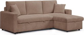 Menzzo Canap&eacute; dangle convertible avec coffre de rangement r&eacute;versible Toledo Velours c&ocirc;tel&eacute; Taupe