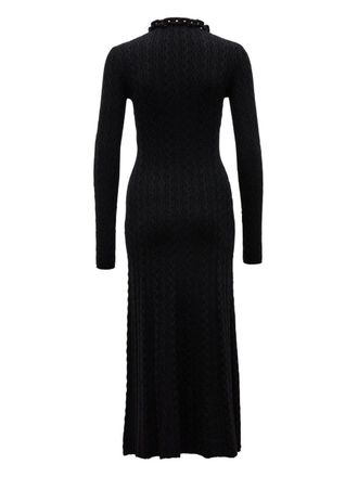 Paco Rabanne Womens Midi Dress Black Wool