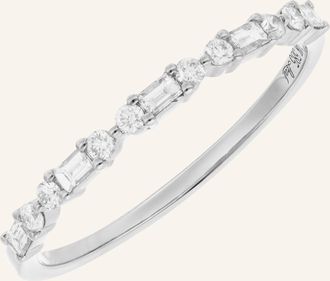 Leaf Ring Baquette Aus 14 Karat Wei&szlig;gold Mit Diamanten silber