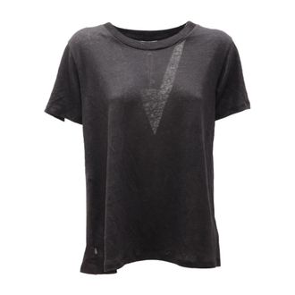 Woolrich Gemischtes Leinen Baumwolle T-Shirt Schwarz - - Tops - Damen - Schwarzk - S